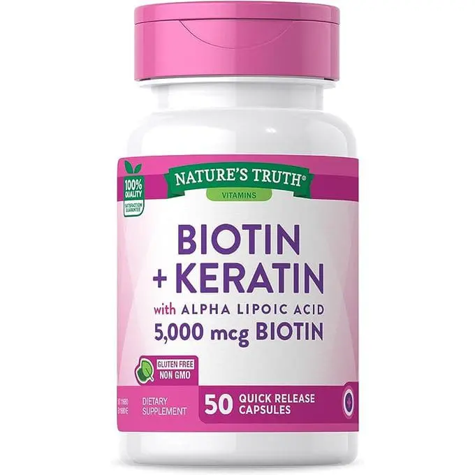NATURE'S TRUTH Biotin 500mcg plus Keratin w/Alpha lipoic acid QR caps ...